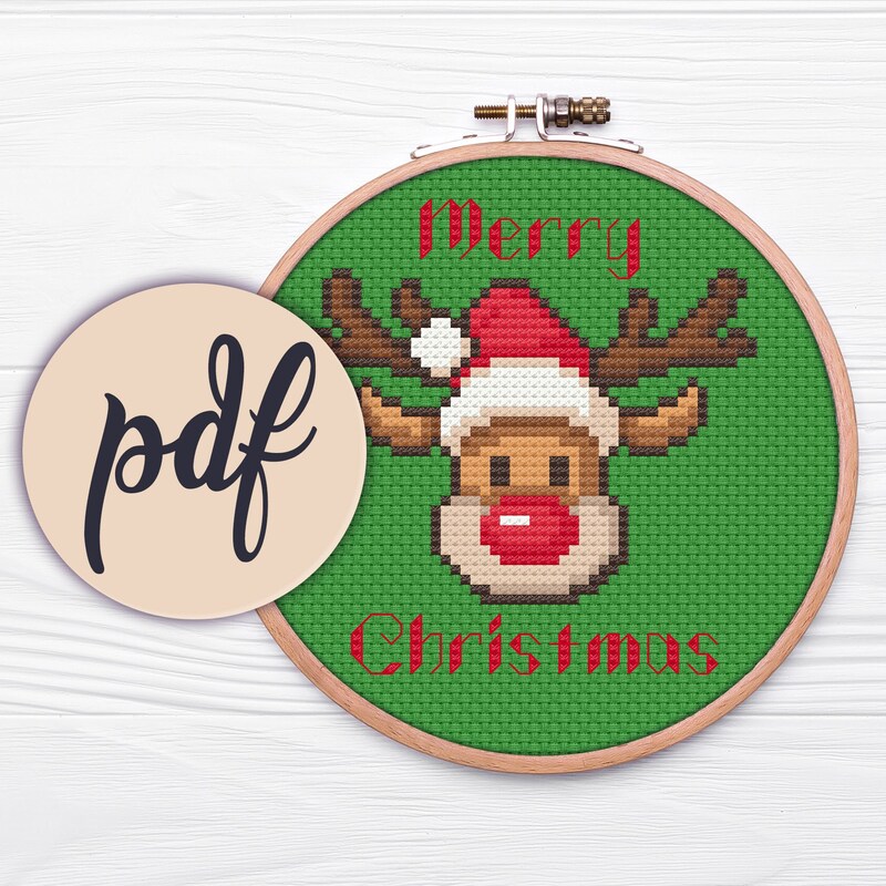 Rudolph Cross Stitch - Etsy