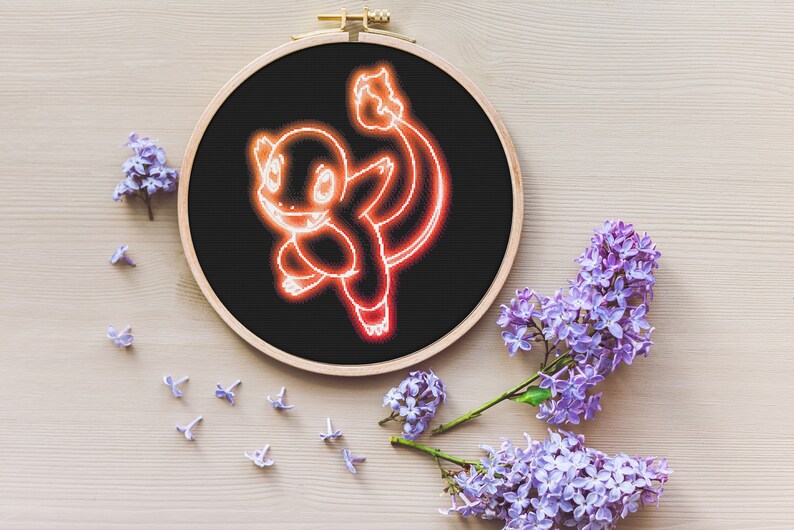 Neon Charmander Cross Stitch Pattern instant Download PDF - Etsy