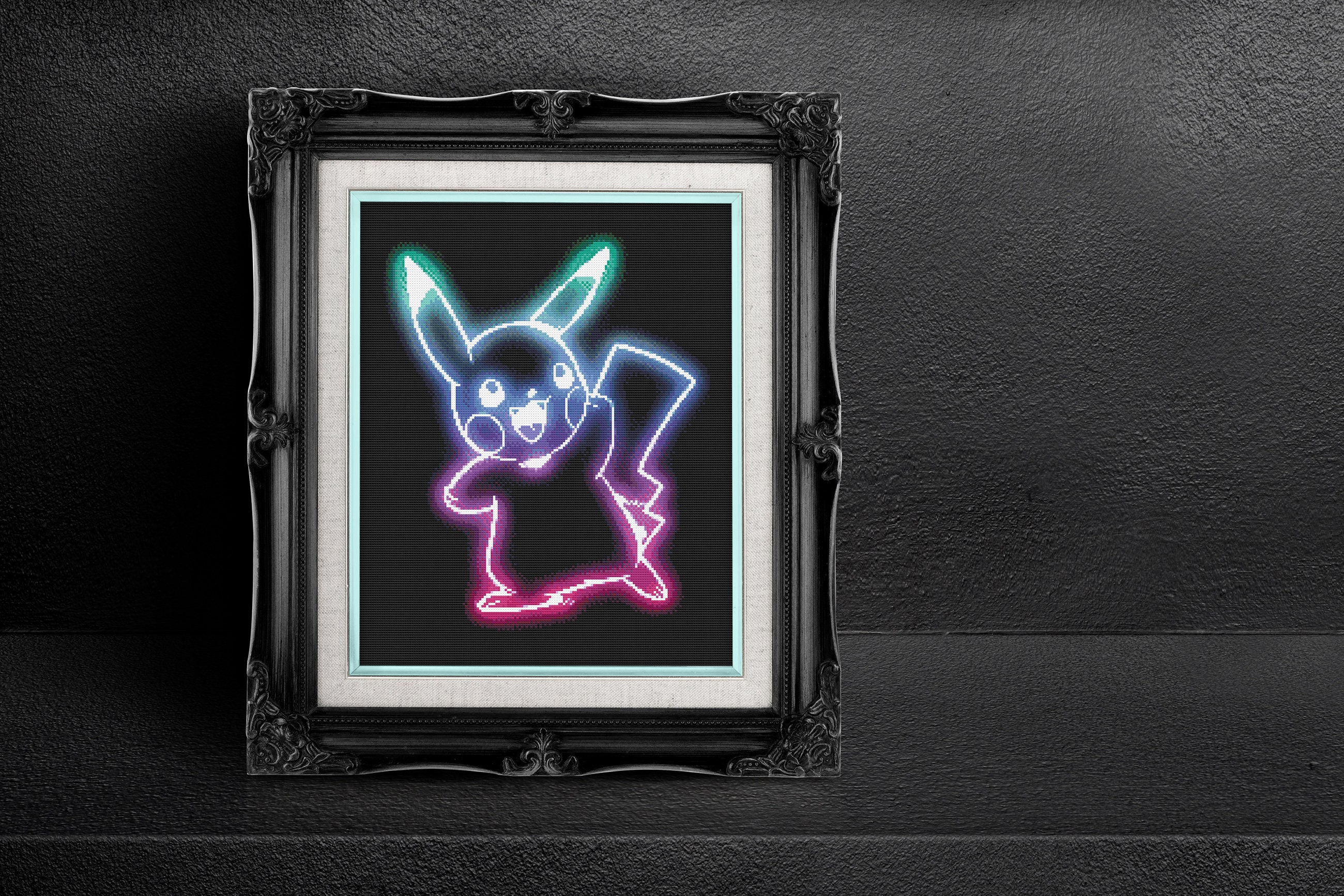 Neon Pikachu Cross Stitch Pattern instant Download PDF - Etsy
