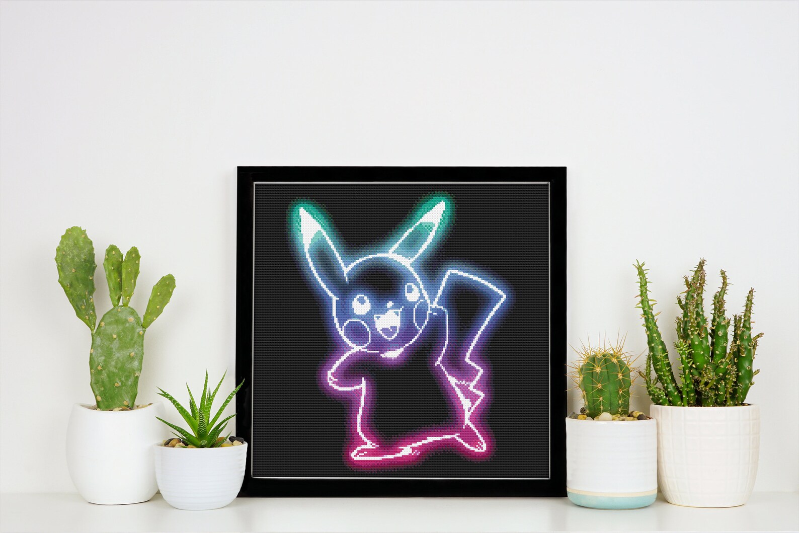 Neon Pikachu Cross Stitch Pattern instant Download PDF - Etsy