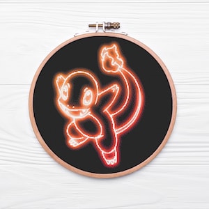 Neon Charmander - Cross Stitch Pattern (instant Download PDF) - Etsy