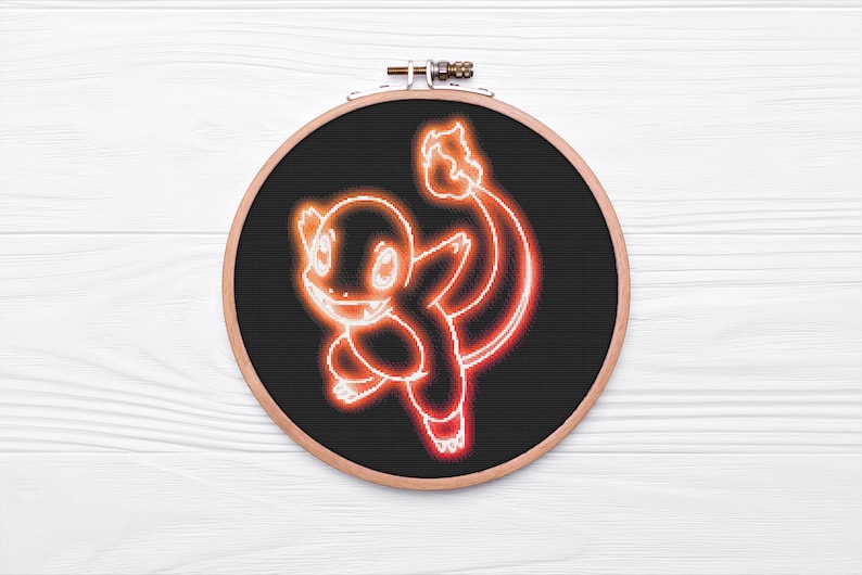 Neon Charmander Cross Stitch Pattern instant Download PDF - Etsy