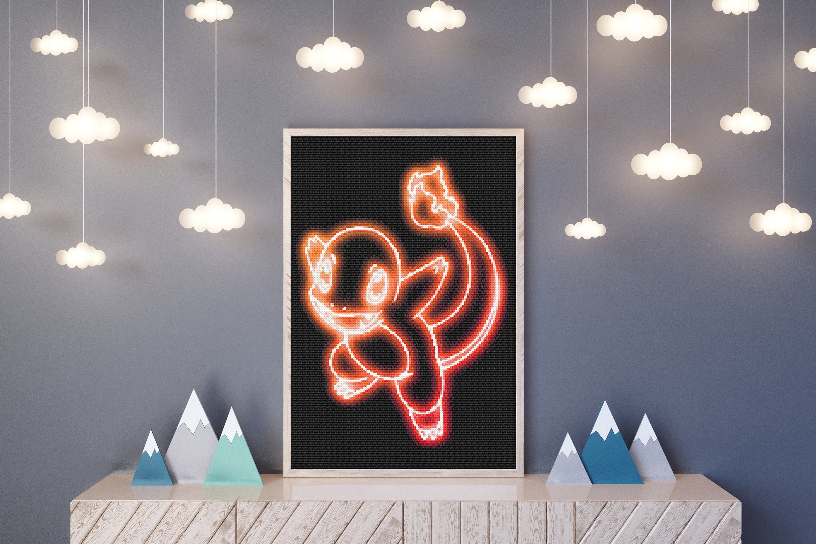 Neon Charmander Cross Stitch Pattern instant Download PDF - Etsy