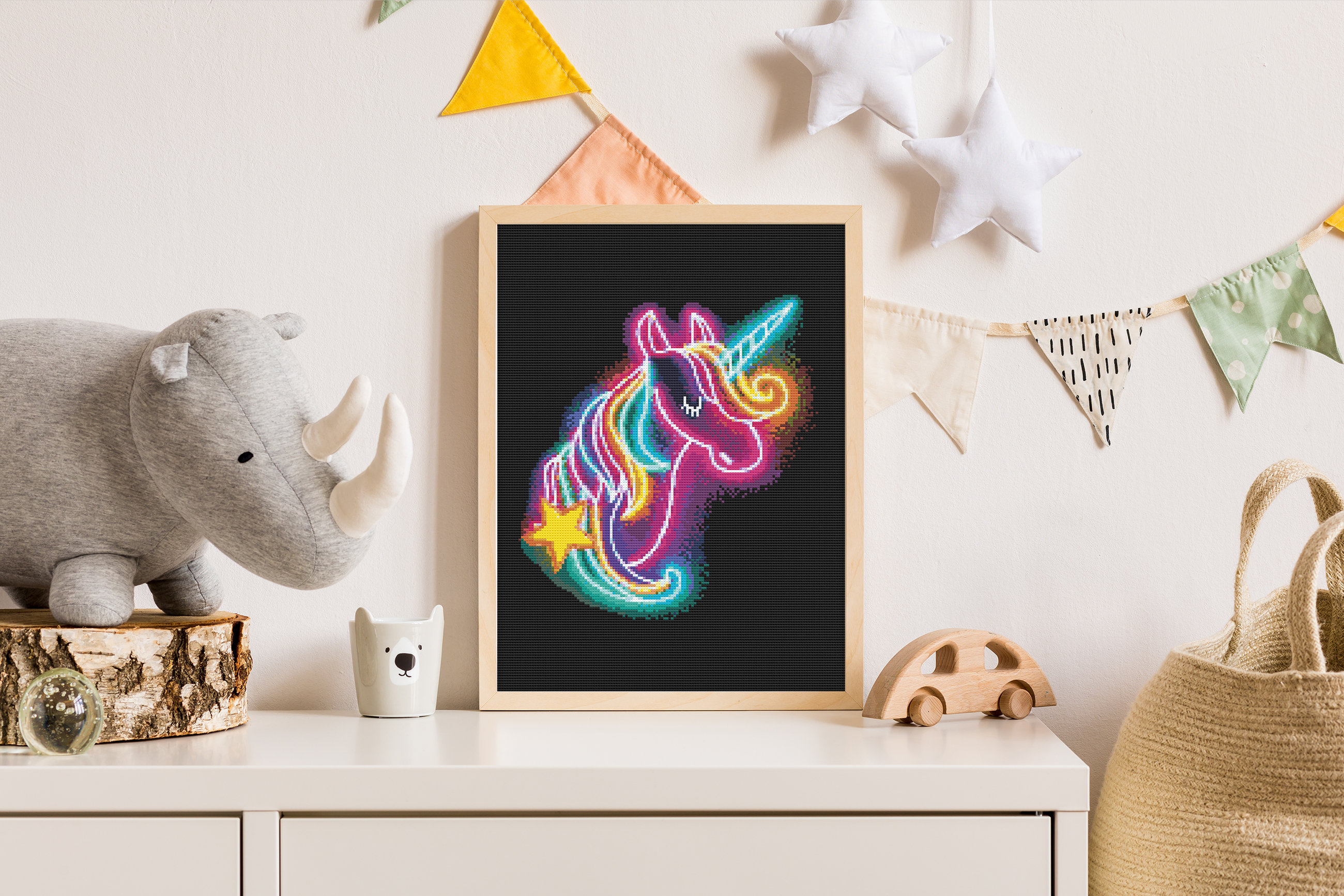 Neon Unicorn Cross Stitch Pattern instant Download PDF - Etsy