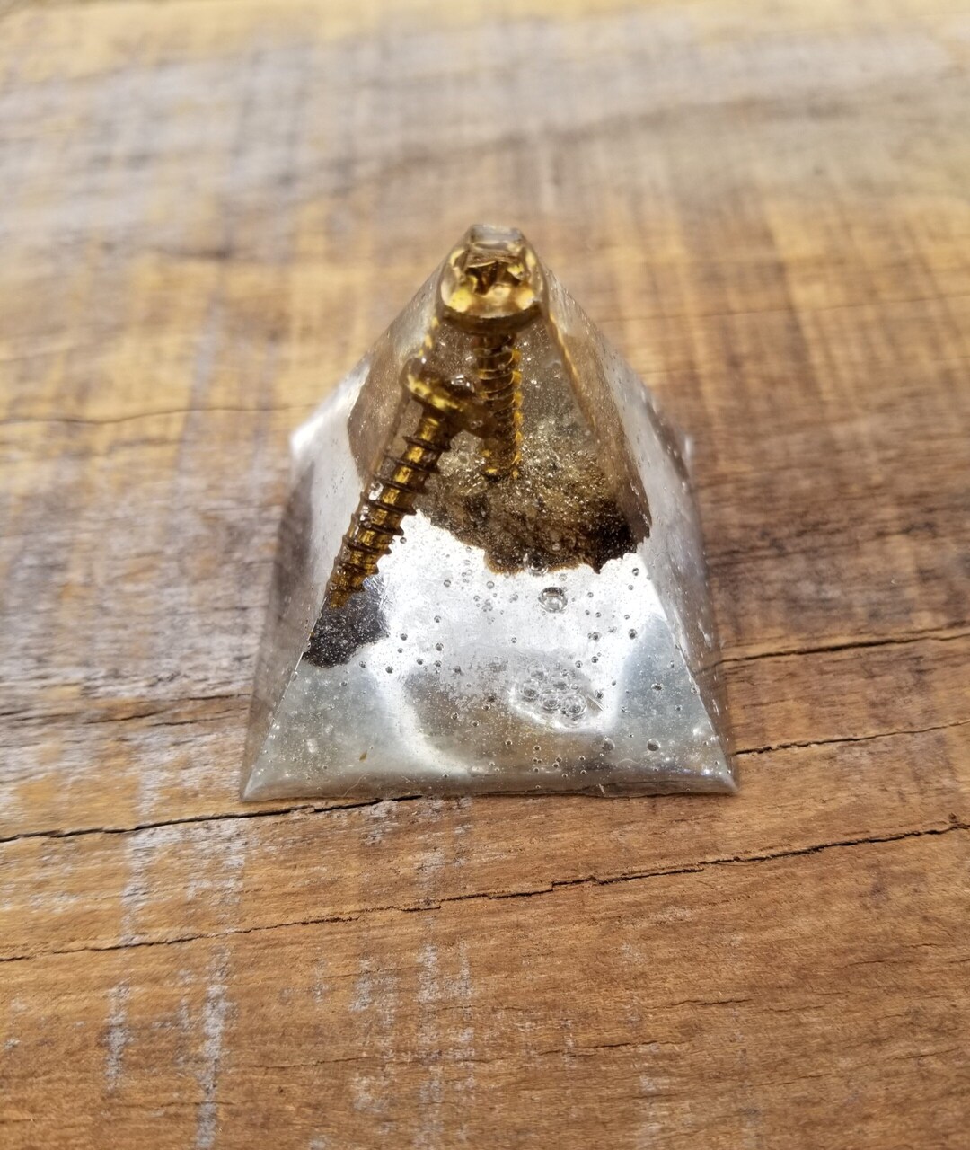 Resin Pyramid, Resin Art, Small Resin Pyramid, Wood and Nail Resin ...