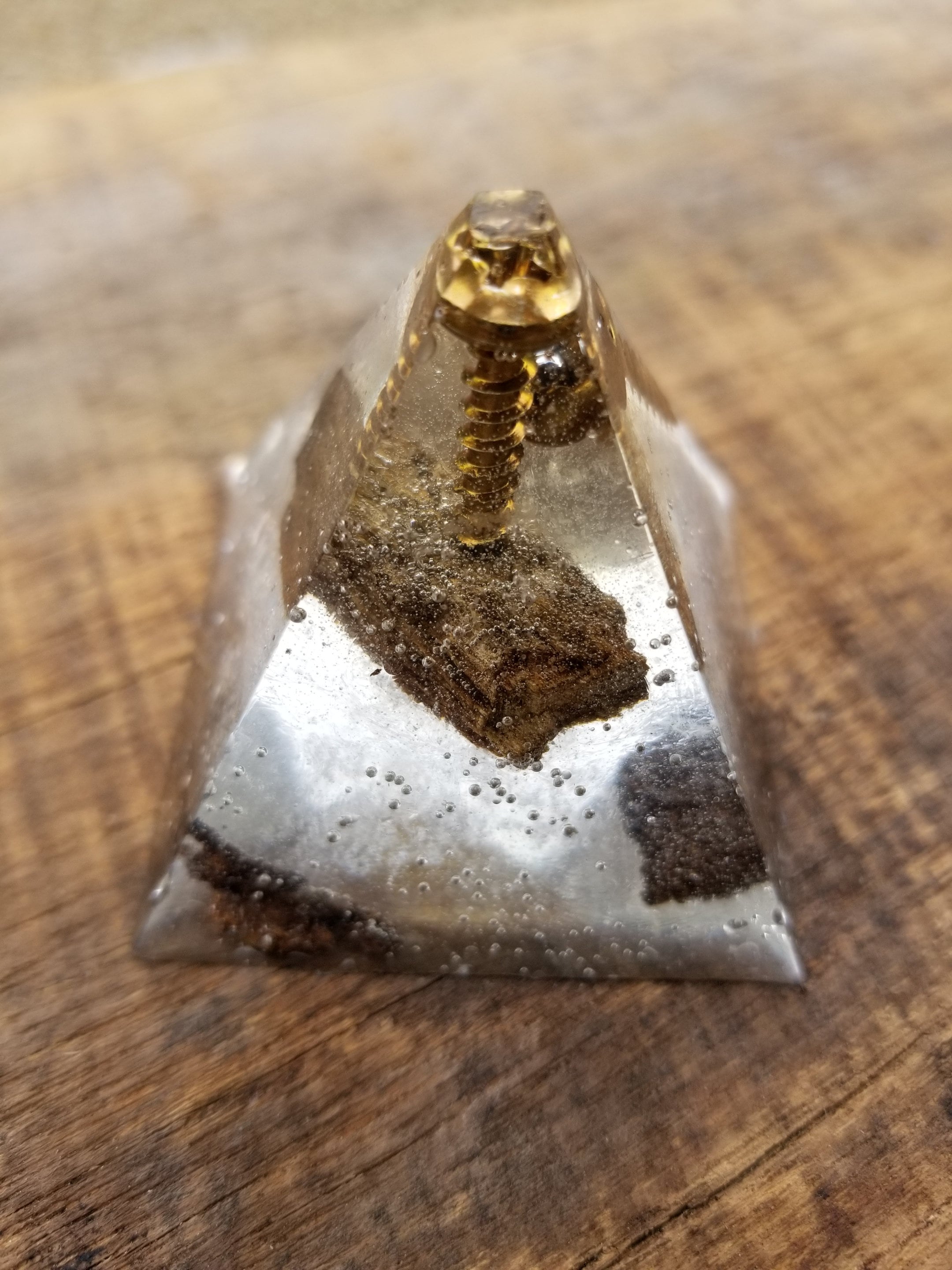 Resin Pyramid, Resin Art, Small Resin Pyramid, Wood and Nail Resin ...