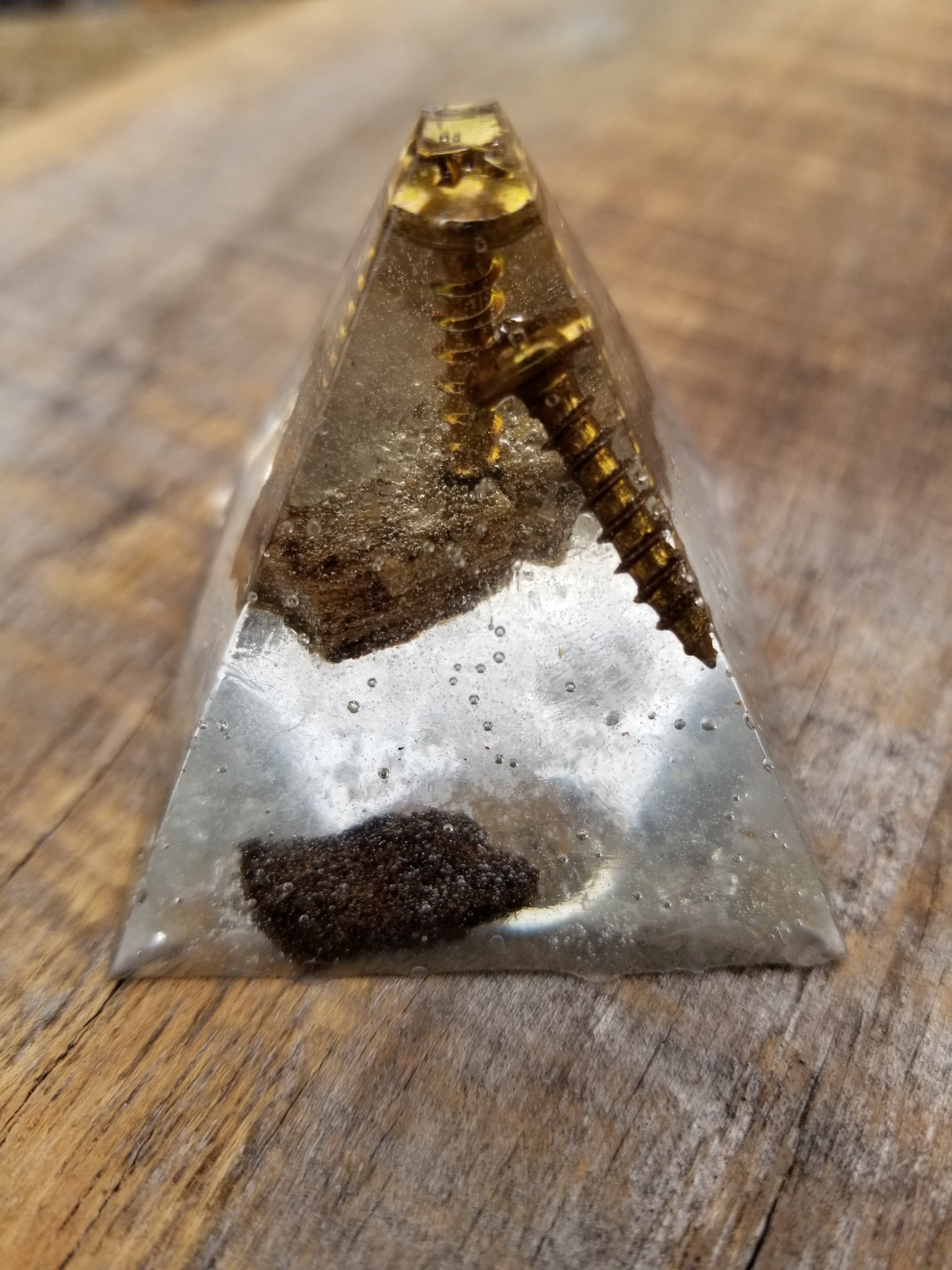Resin Pyramid, Resin Art, Small Resin Pyramid, Wood and Nail Resin ...