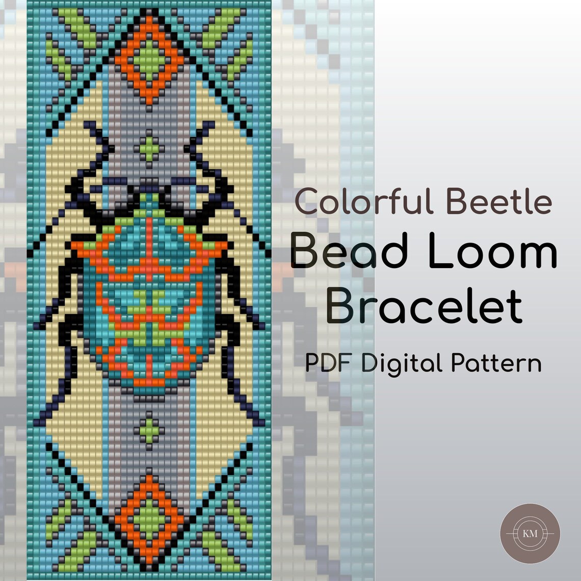 Turquoise Orange Beetle Bead Loom Bracelet PDF Pattern- Instant ...