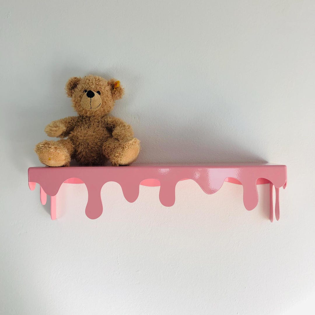 Wavy Pink Metal Shelf, Floating Wavy Decorative Shelf, Wall Mounted ...