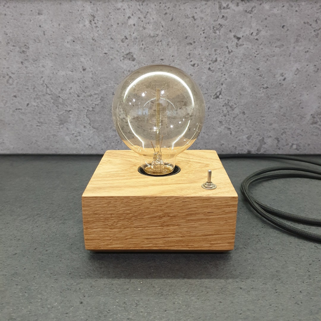 Oak Edison Lamp, Warm Vintage Wooden Lamp, Lampe Edison, Edison ...