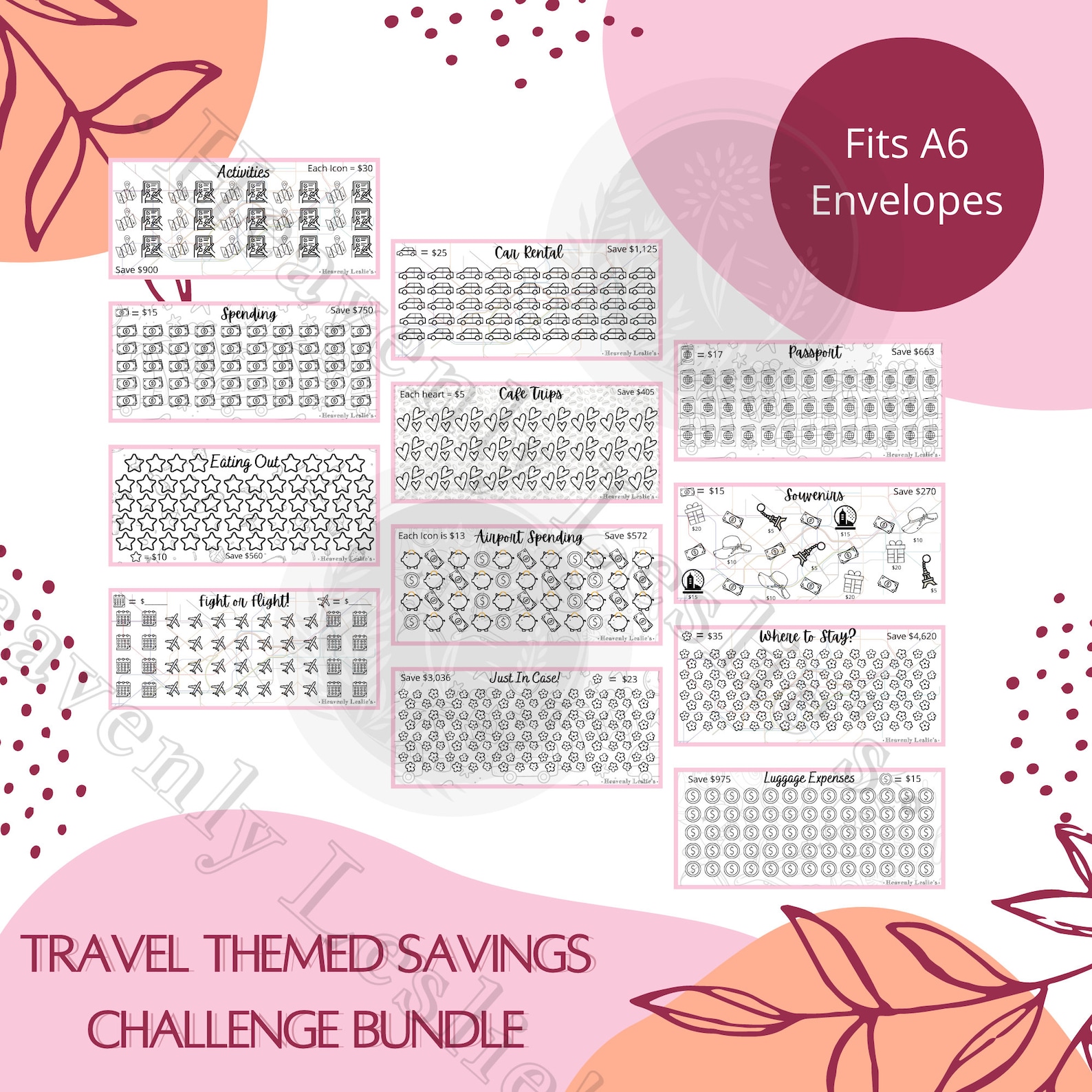 Travel Savings Challenge: 12 Budgeting Templates - Etsy