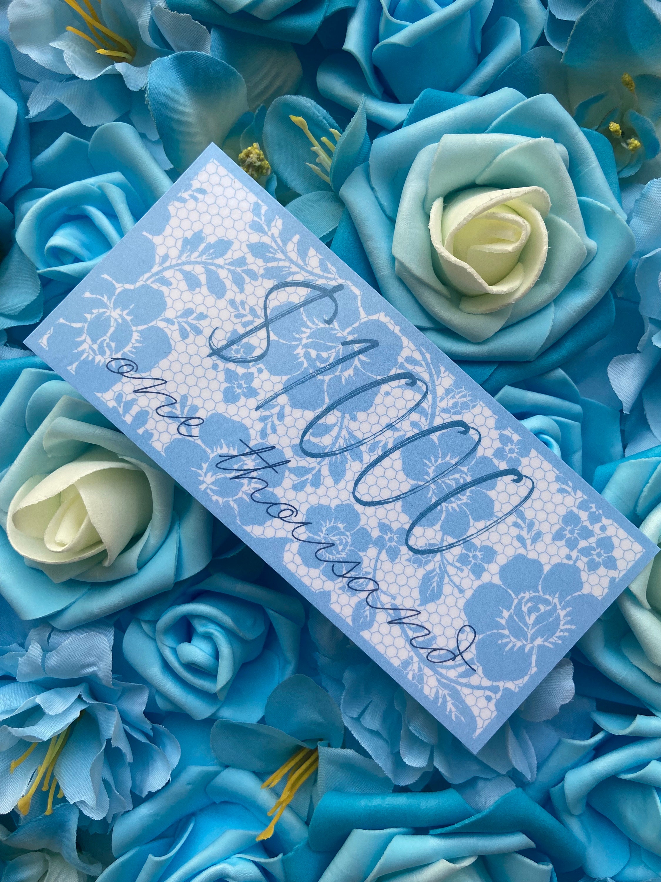 Laminated Blue Lace Money Place Holders Denominations: 5k - Etsy