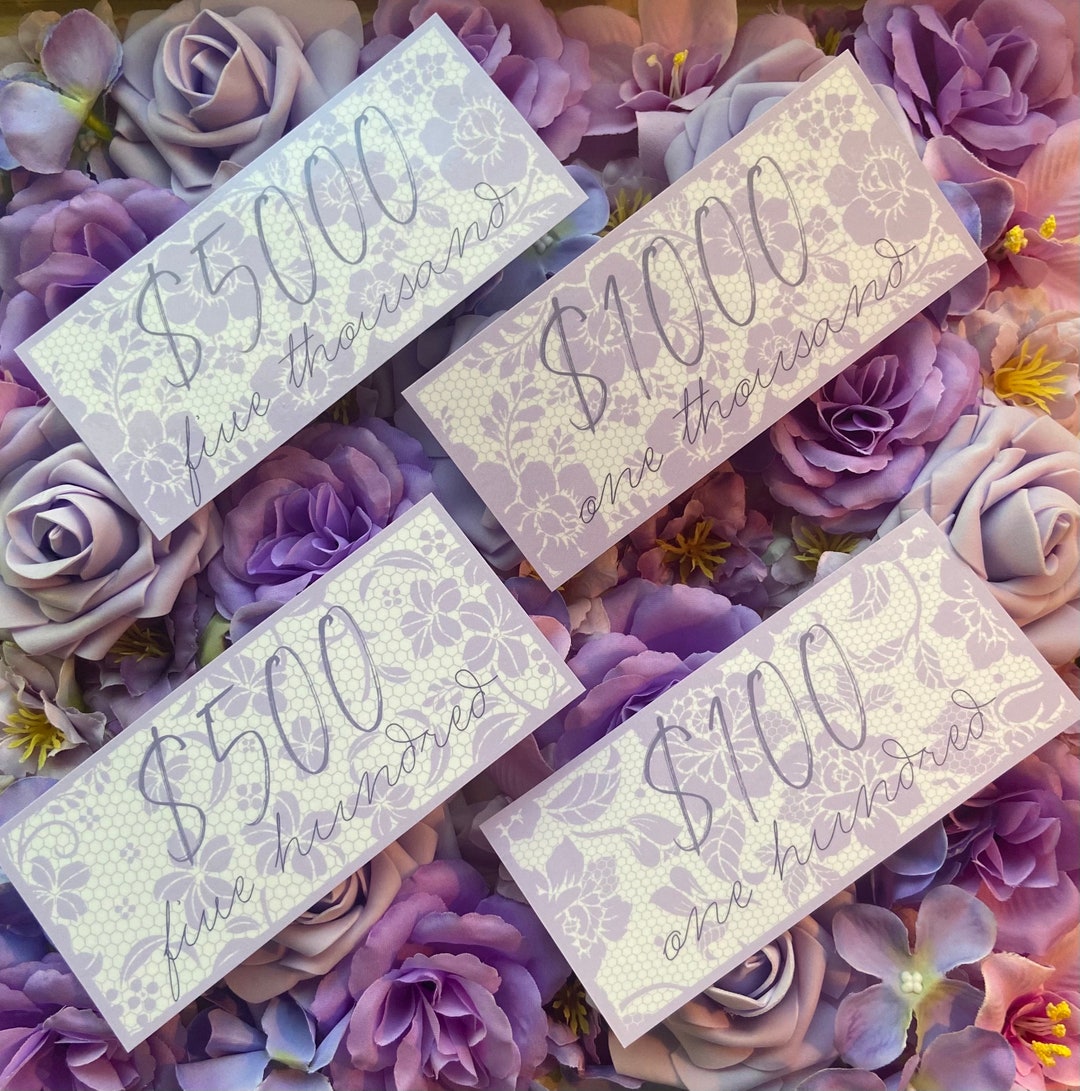 Laminated Purple Lace Money Place Holders Denominations: 5k - Etsy