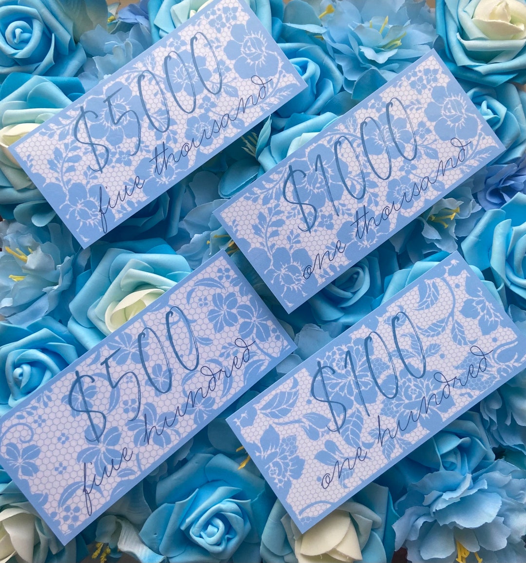 Laminated Blue Lace Money Place Holders Denominations: 5k, 1k, 500, 100 ...