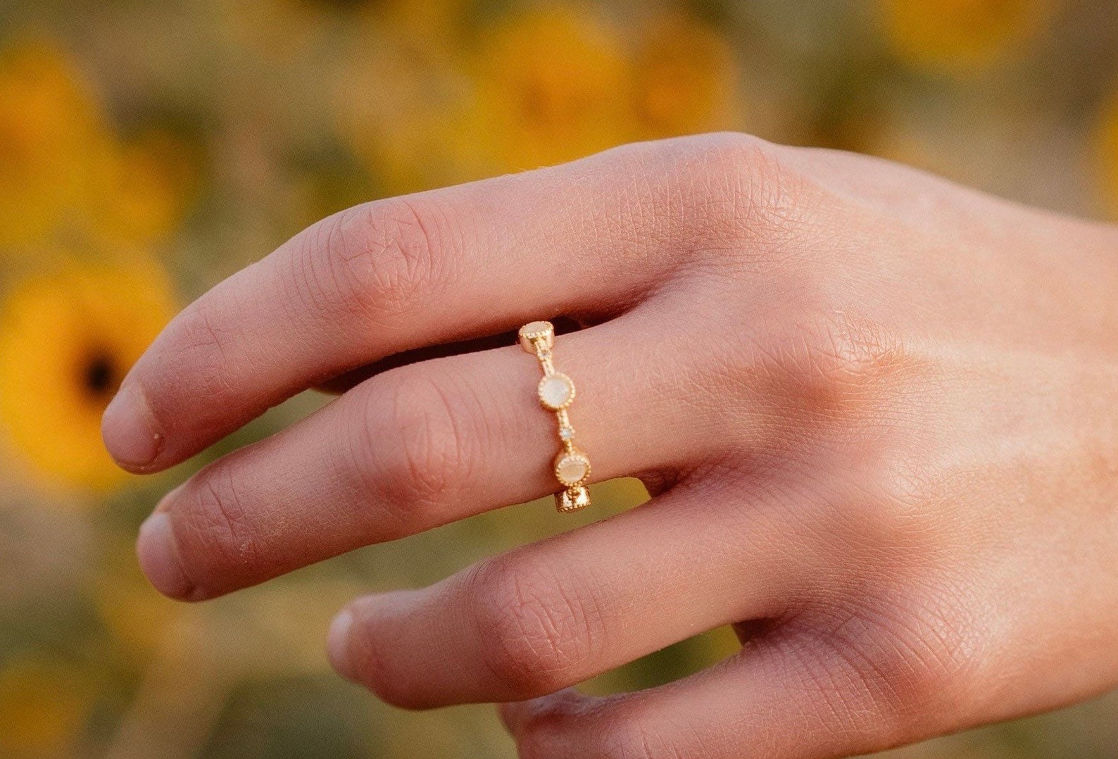 Old Money Ring Vintage Gold Ring for Women Crystal Circles | Etsy