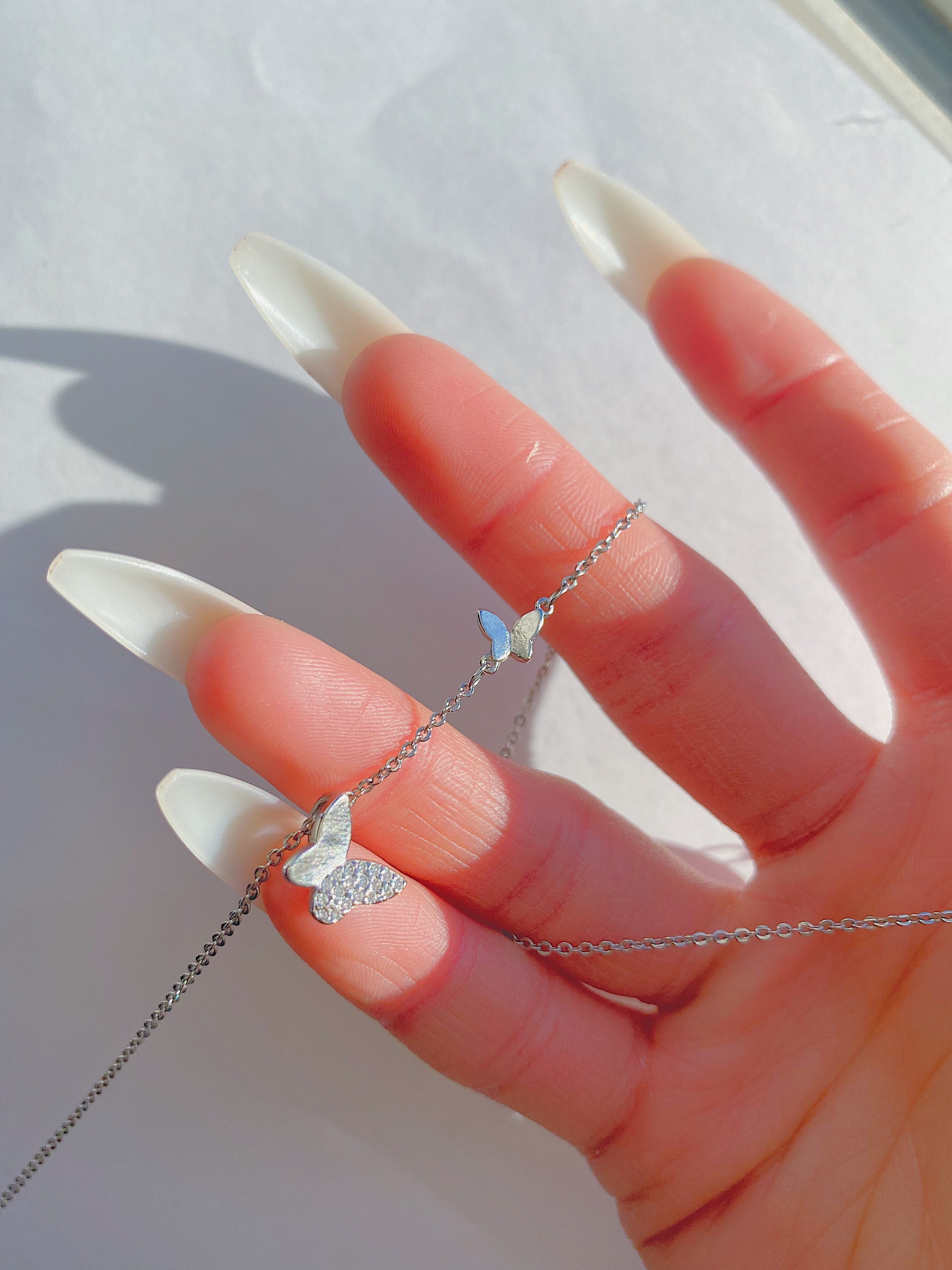 Silver Mini Butterfly Pendant Big Small Butterfly Necklace for Women - Etsy