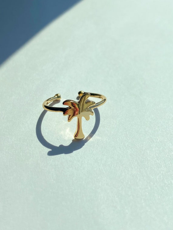 Palm Tree Ring 14K Gold Plated Palm Tree Ring Adjustable - Etsy