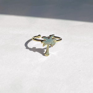 Palm Tree Ring - 14K Gold Plated Palm Tree Ring Adjustable - Summer Y2K ...