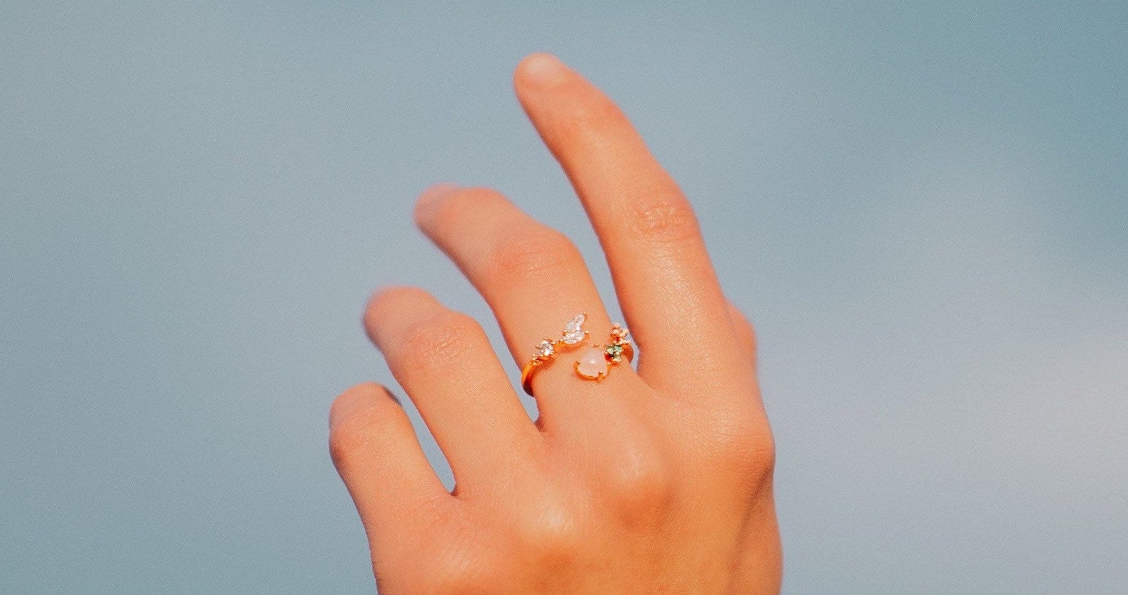 Pink Heart-rose Gold Pink Crystal Engagement Flower Ring Y2K - Etsy