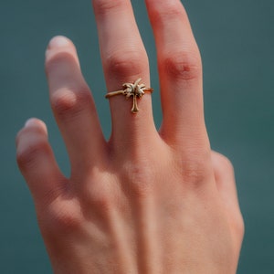 Palm Tree Ring - 14K Gold Plated Palm Tree Ring Adjustable - Summer Y2K ...