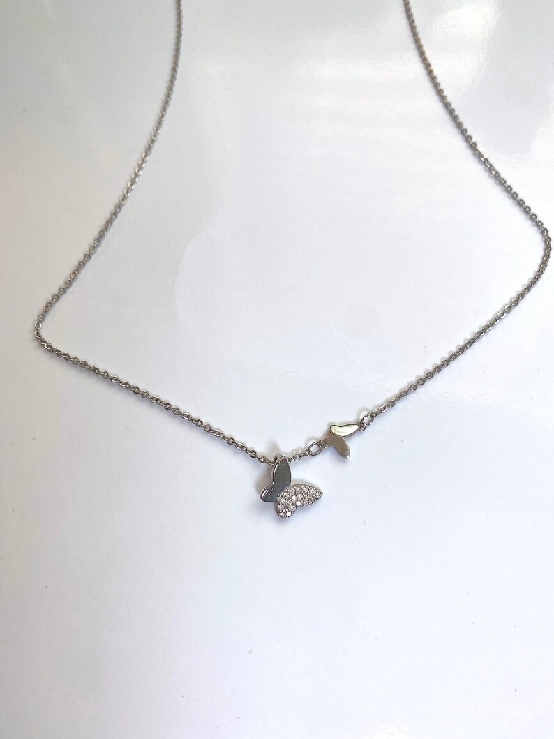 Silver Mini Butterfly Pendant Big Small Butterfly Necklace for Women - Etsy