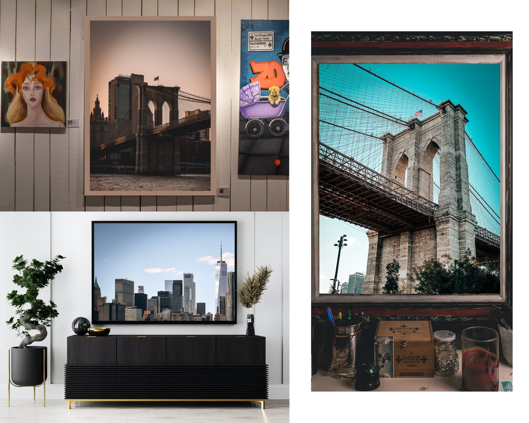 City Bridge Photo Print Set of 3, Skyline & Cityscape Buildings, Urban ...