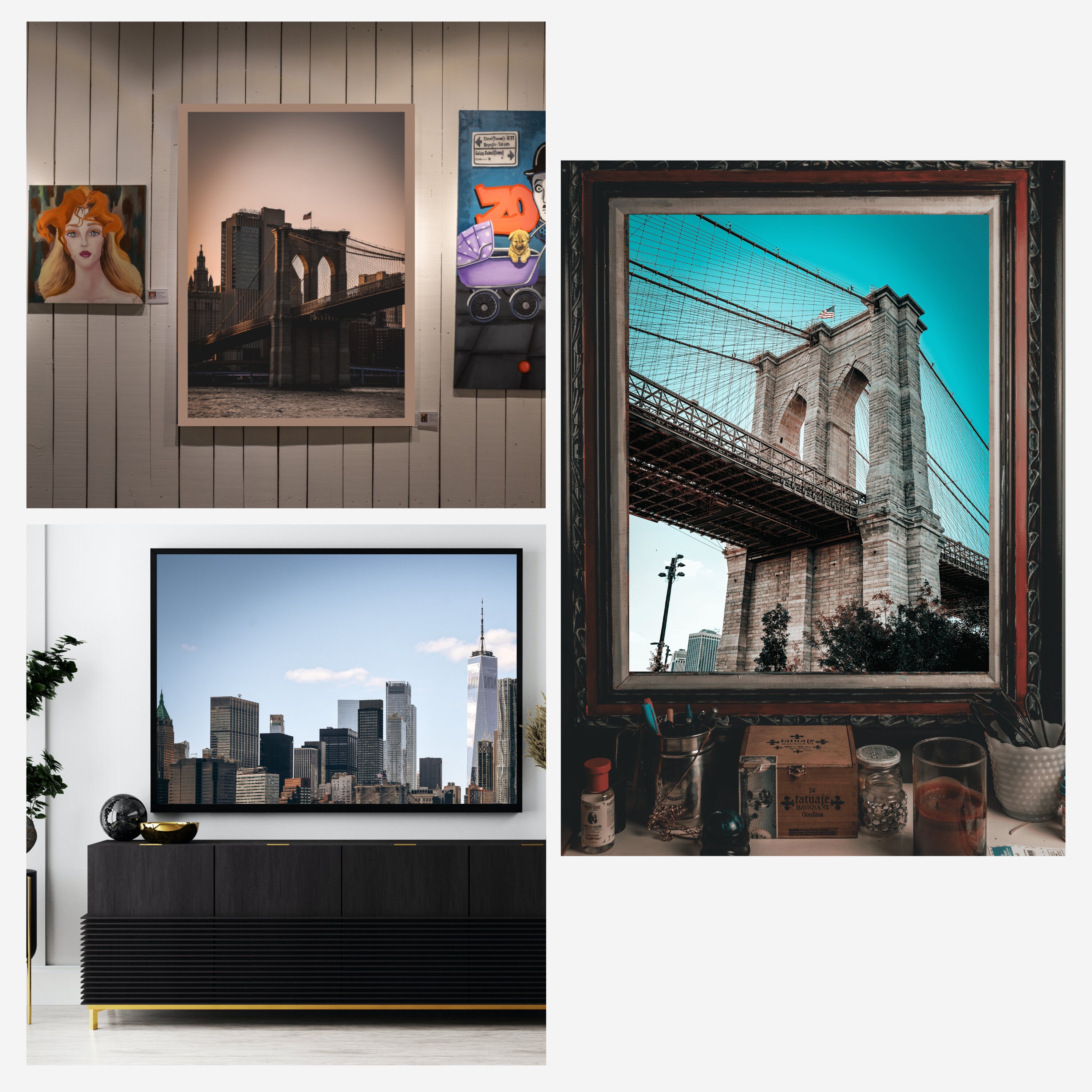 City Bridge Photo Print Set of 3, Skyline & Cityscape Buildings, Urban ...