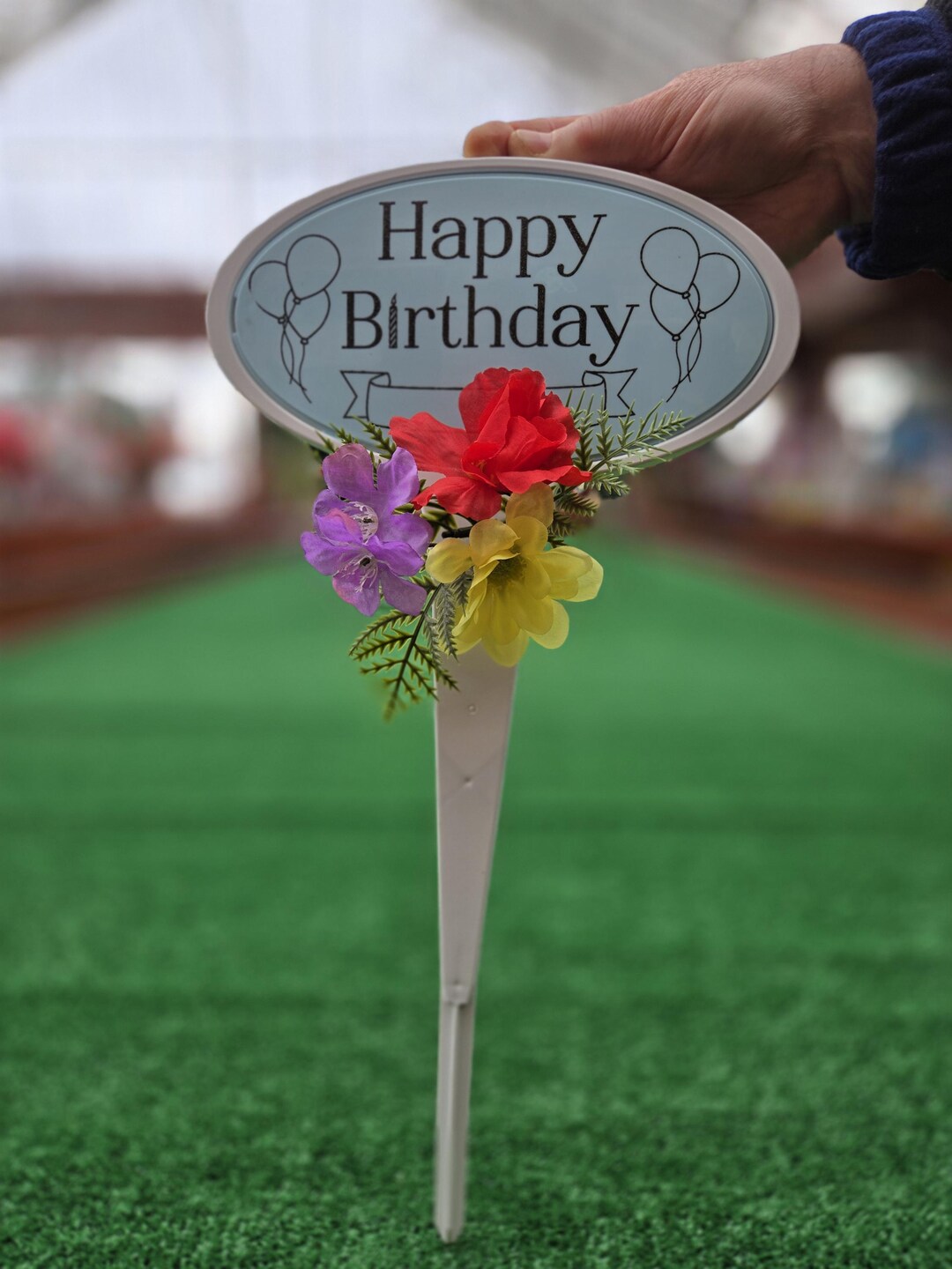 Happy Birthday Memorial Oval Holiday Flower Cemetery Decoration ...