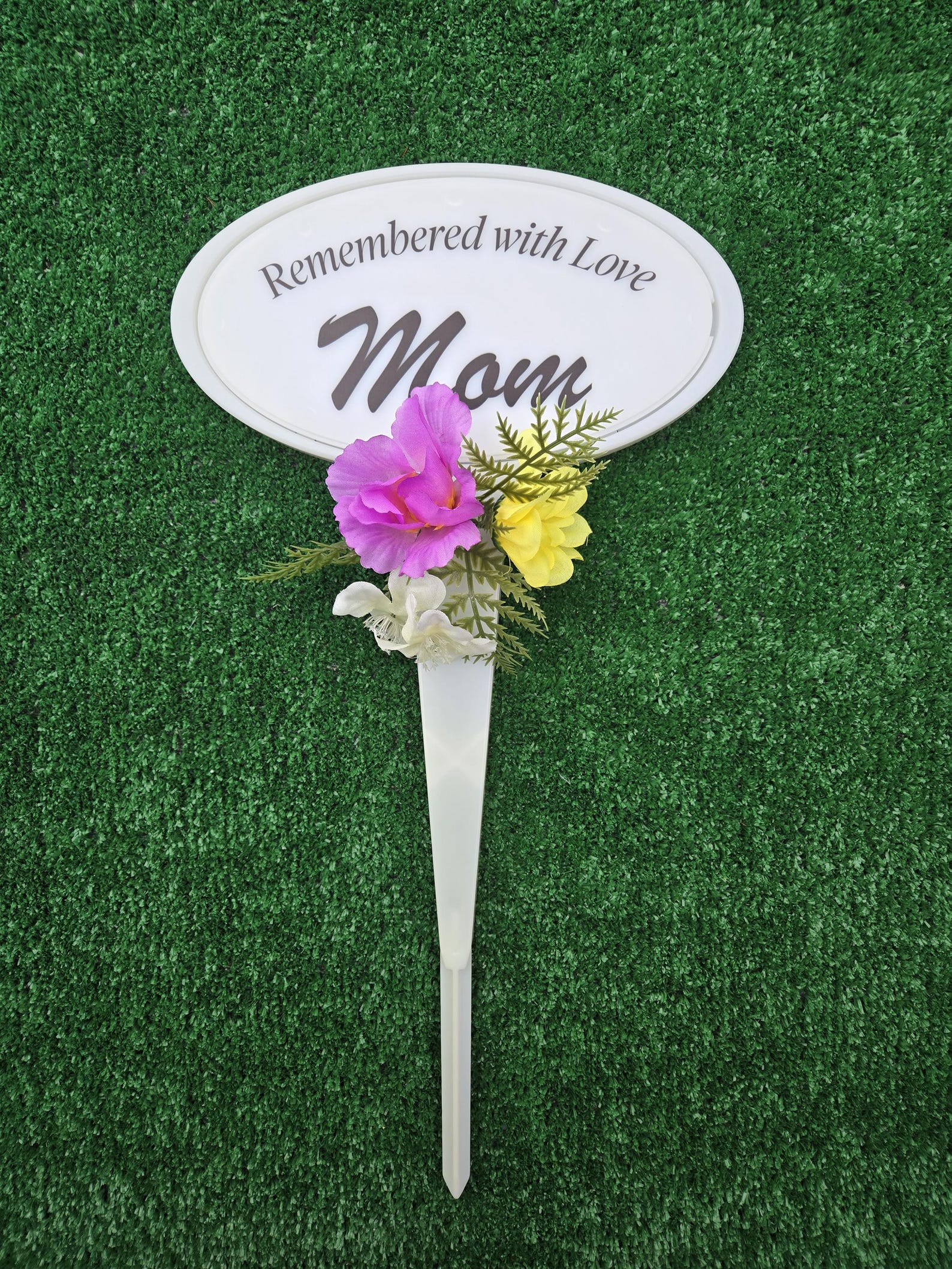 Mom Cemetery Flower Decoration in Loving Memory Oval Memorial Flower ...