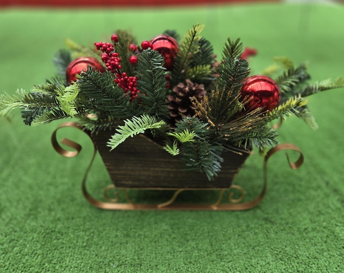 Santa's Sleigh for Christmas. A Beautiful Sleigh Made of Artificial ...