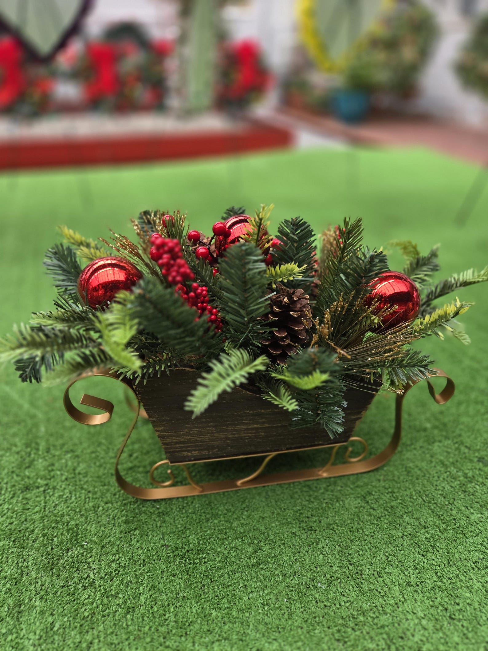 Santa's Sleigh for Christmas. A Beautiful Sleigh Made of Artificial ...