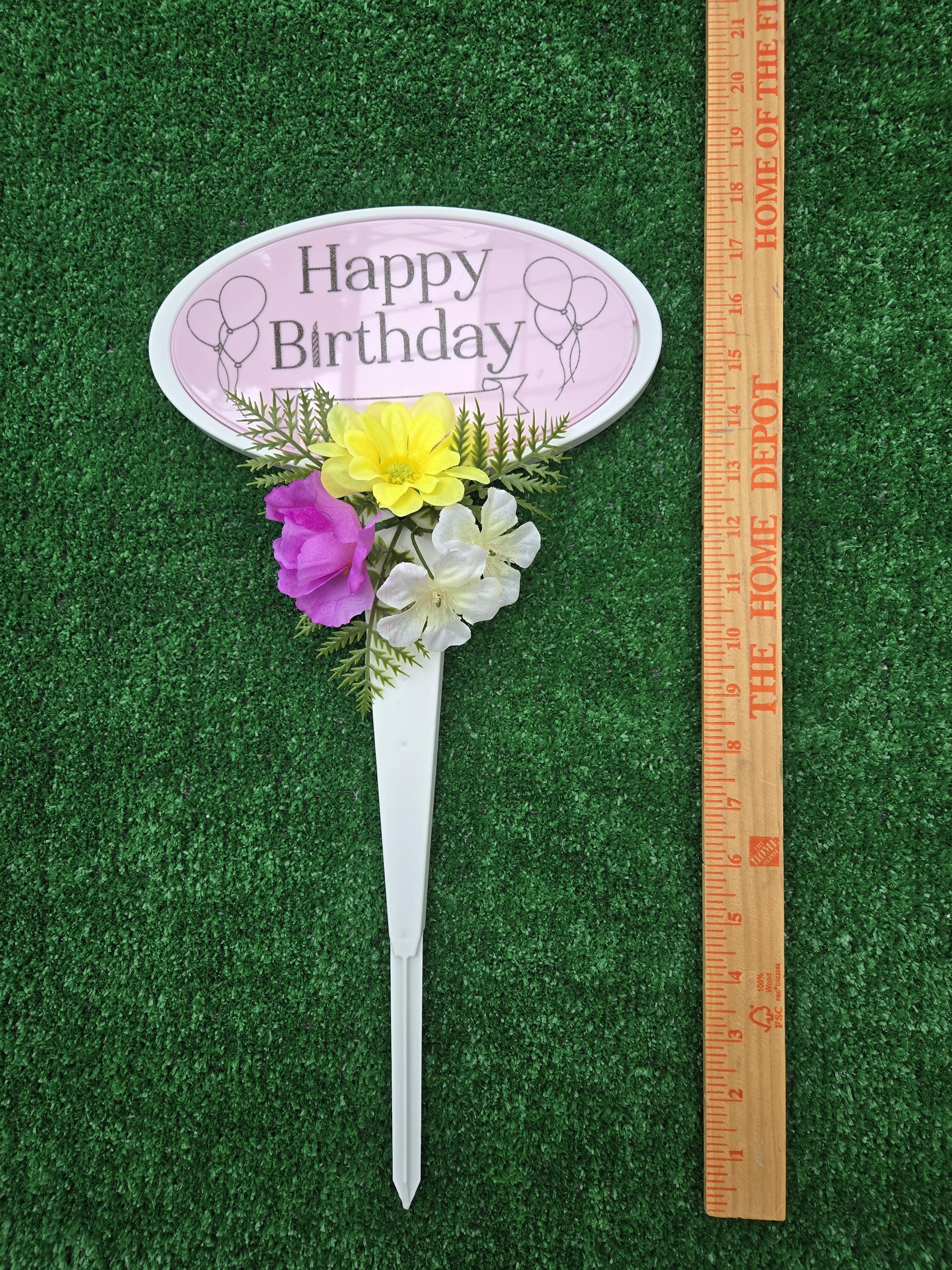 Happy Birthday Memorial Oval Holiday Flower Cemetery Decoration ...