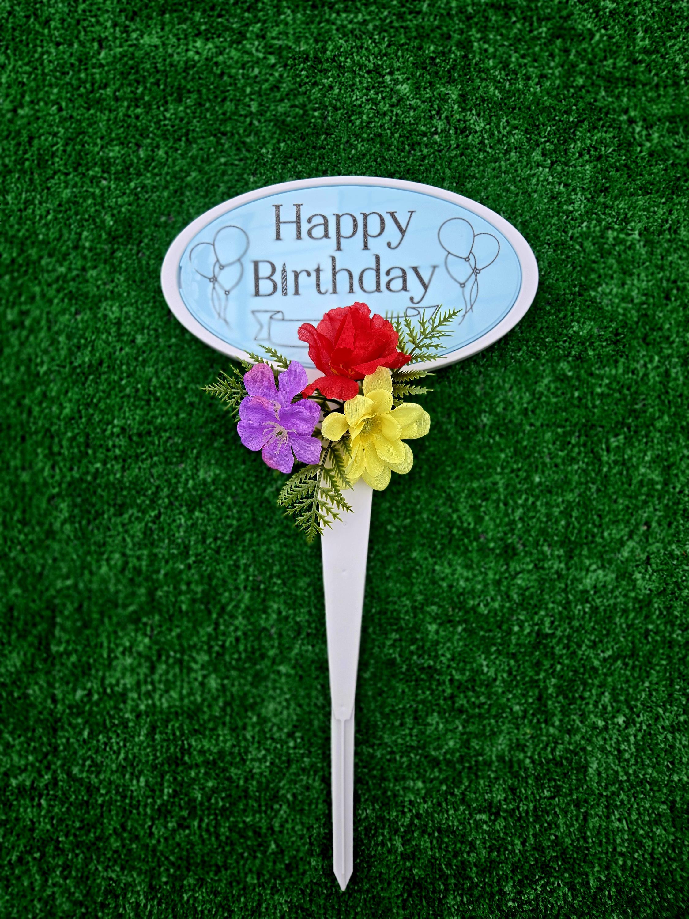 Happy Birthday Memorial Oval Holiday Flower Cemetery Decoration ...