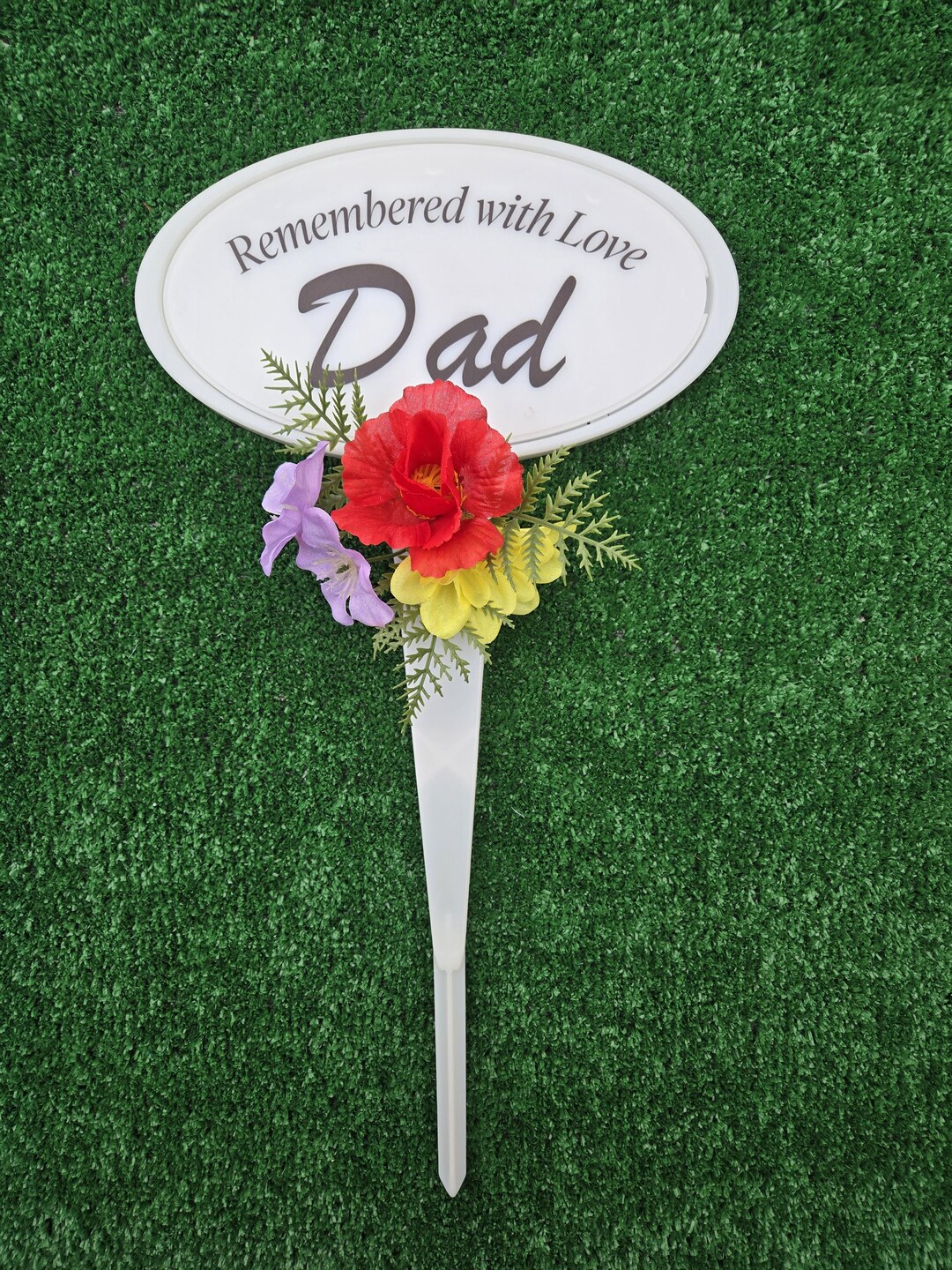 Dad Cemetery Flower Decoration in Loving Memory Oval Father Memorial ...