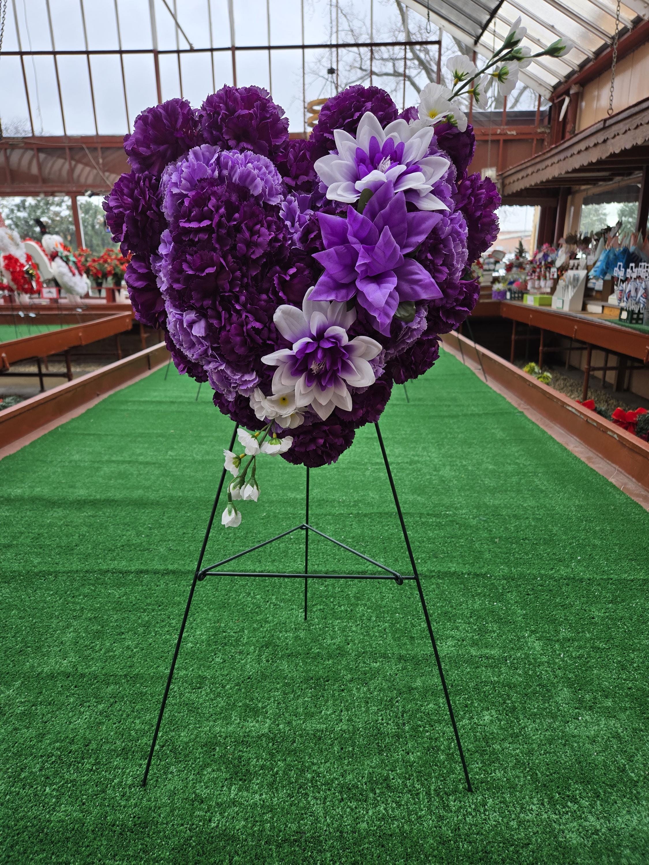 Heart Flower Cemetery Decoration Memorial on Stand. Artificial Flower ...
