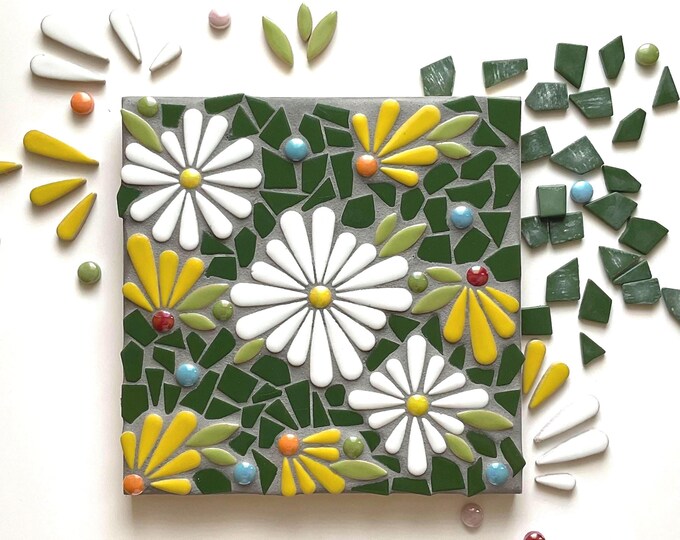 Floral Mosaic Kit: DIY Crafts for Adults, Beginner Friendly 8x8 - Etsy