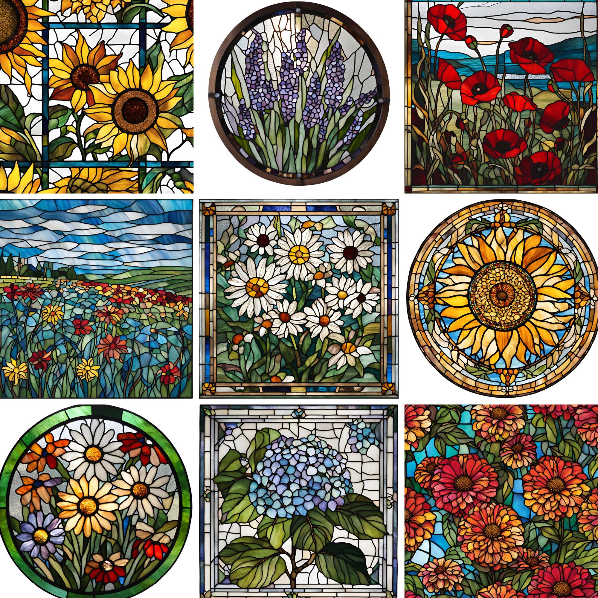 Printable Stained Glass Flowers Patterns - Floral Pattern - Mosaic ...