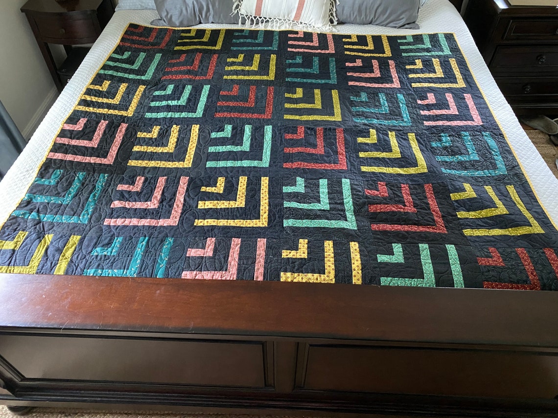 Ebony & Onyx Patchwork Quilt, Throw Size - Etsy