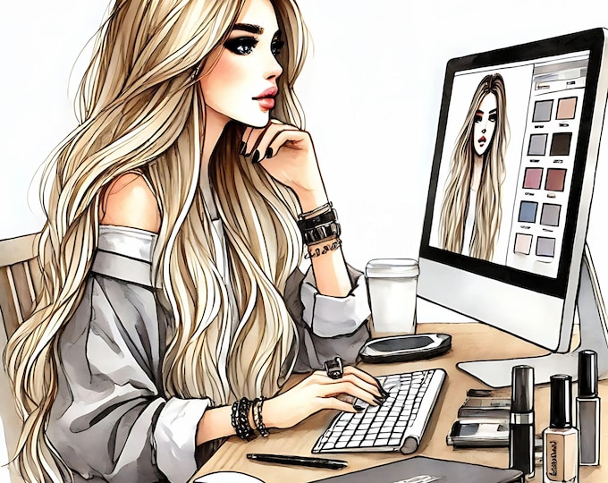 Watercolor Fashion Girl Clipart, 12 JPG High Resolution, Book and ...