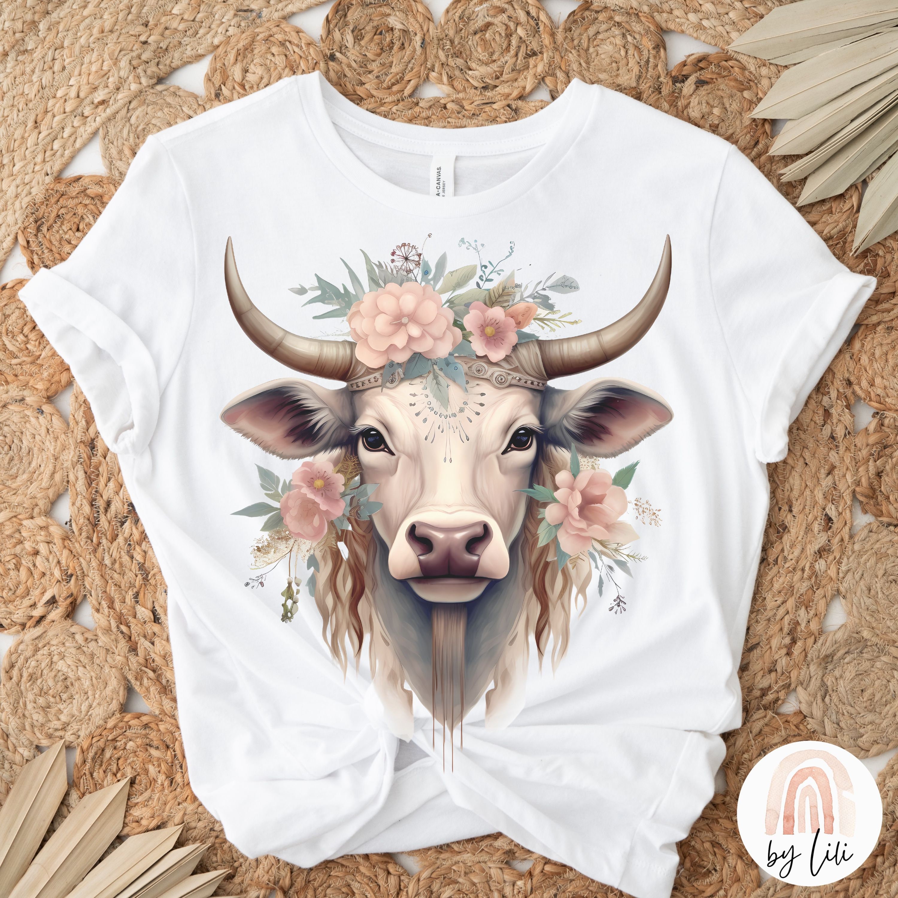 Cow PNG Boho Cow PNG Boho Sublimation Design for T-shirt - Etsy