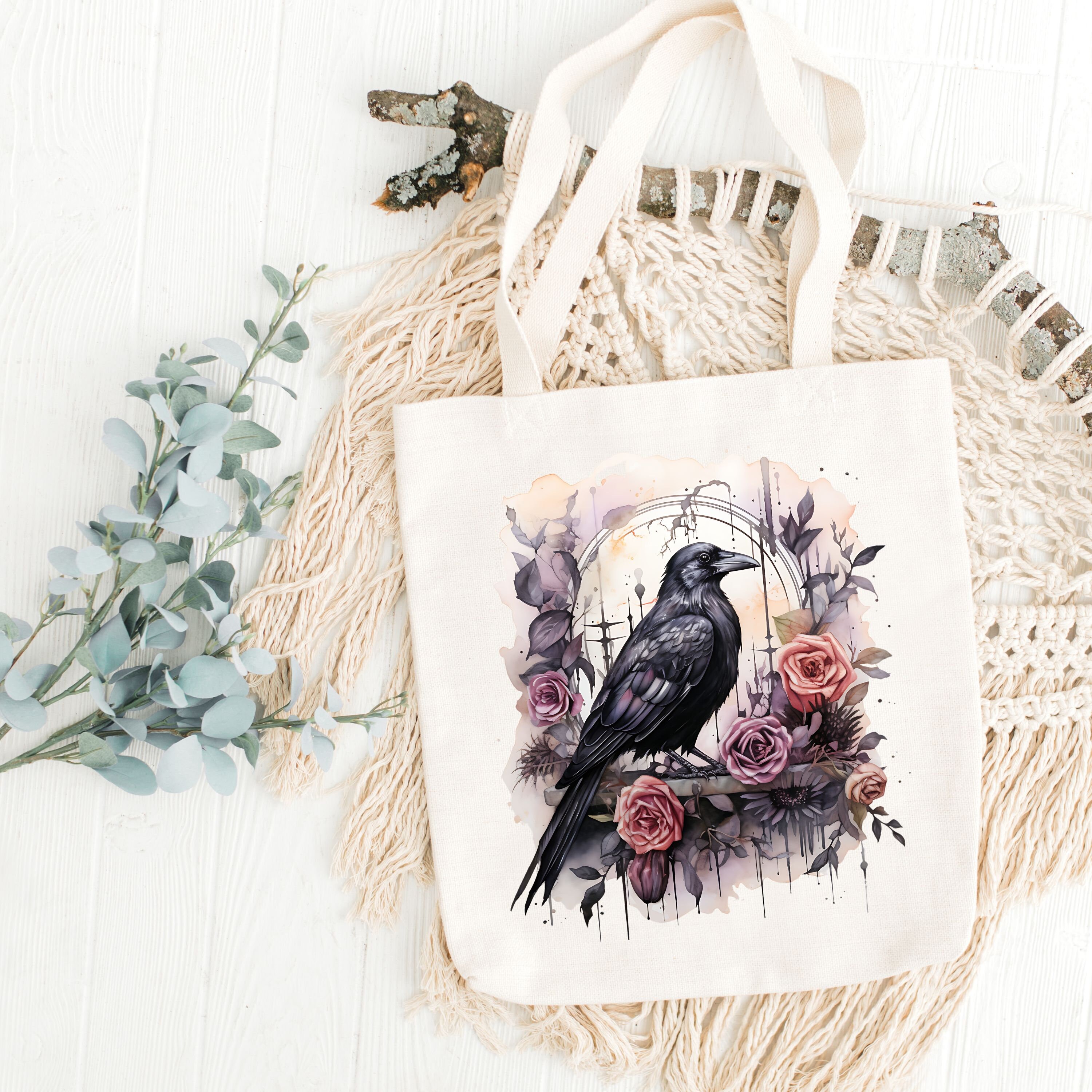 Gothic Raven PNG, Halloween Sublimation Design for T-shirt, Raven PNG ...