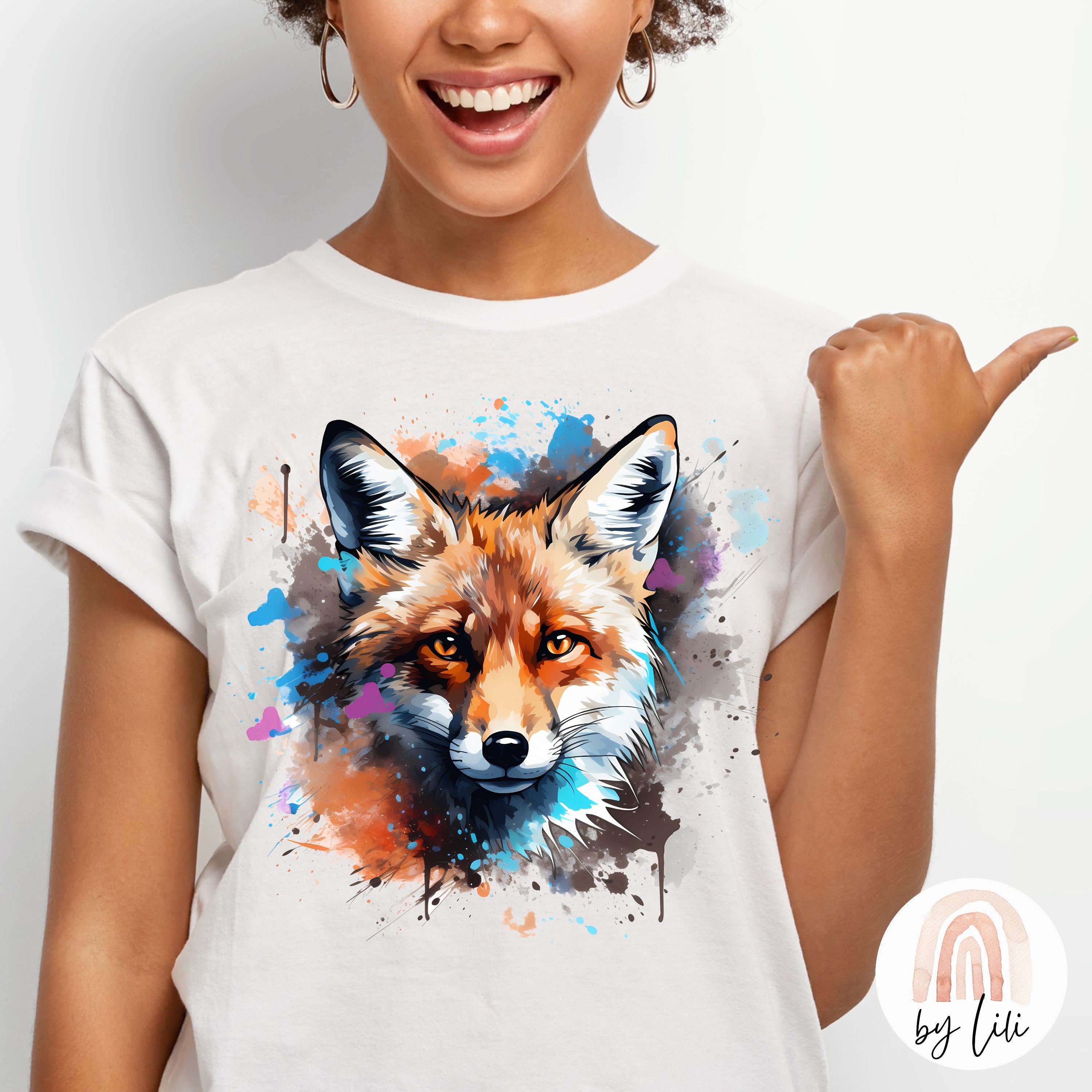 Fox PNG, Colorful Sublimation Design, T-shirt Design, Graffiti Style ...