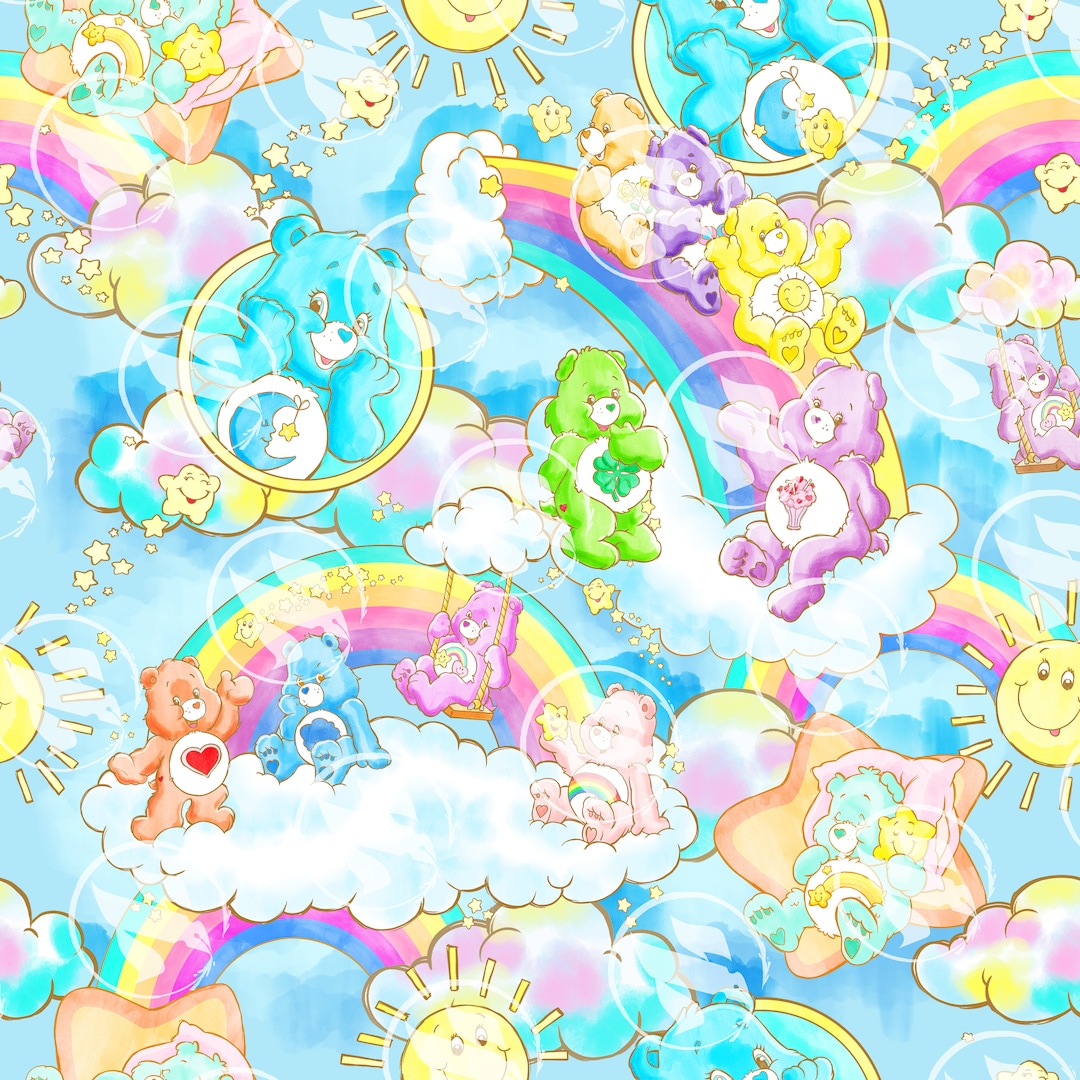 Cute Bears Seamless Pattern Cloud Sky PNG 15" X 15" 300 DPI – Digital ...