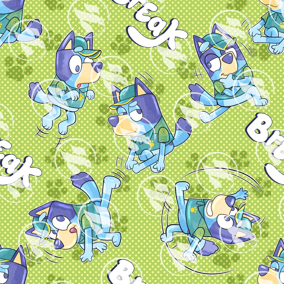 Blue Cute Dog Breakdance Seamless Art - Etsy