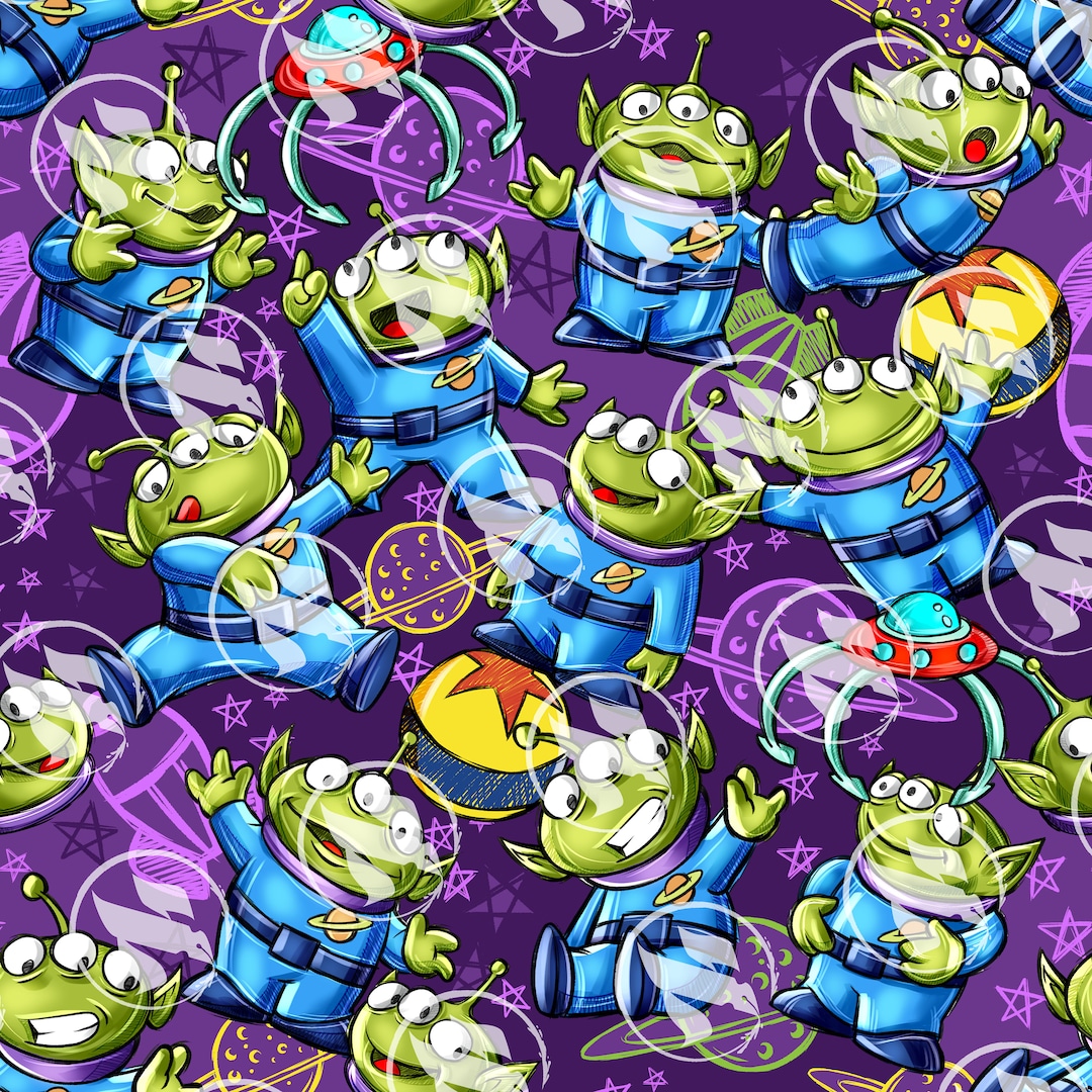 Little Green Aliens (no IA) Seamless Pattern 15" X 15" 300 DPI ...
