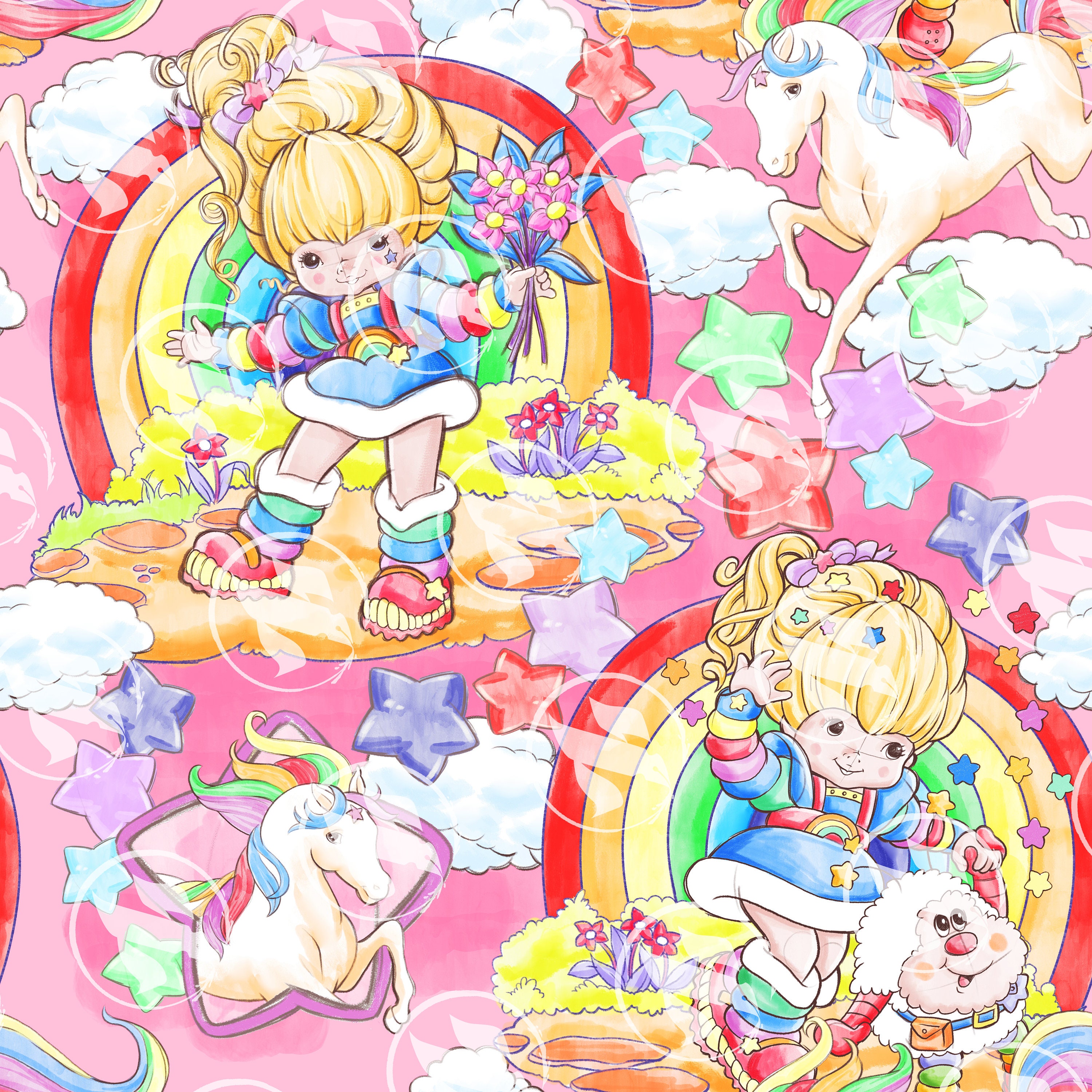 Rainbow Cute Friends Seamless Art - Etsy