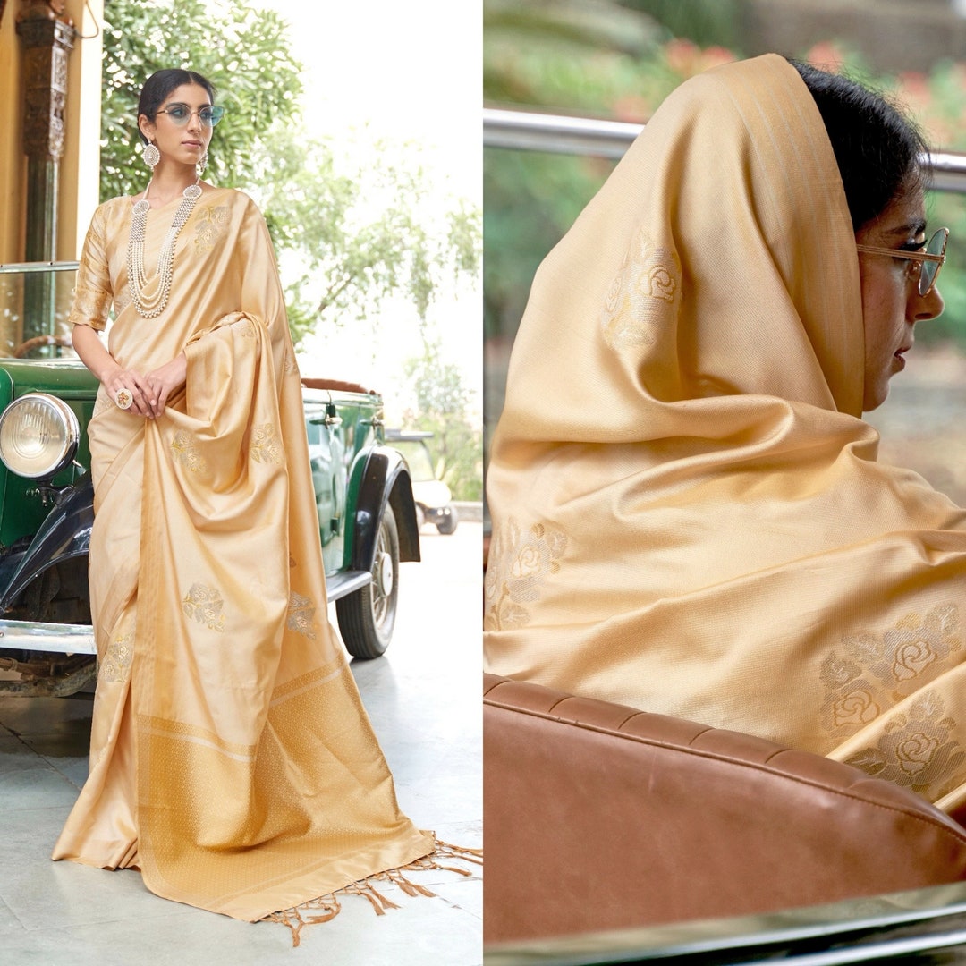 Golden Princess Silk Sarees for Women in Us Saree With - Etsy