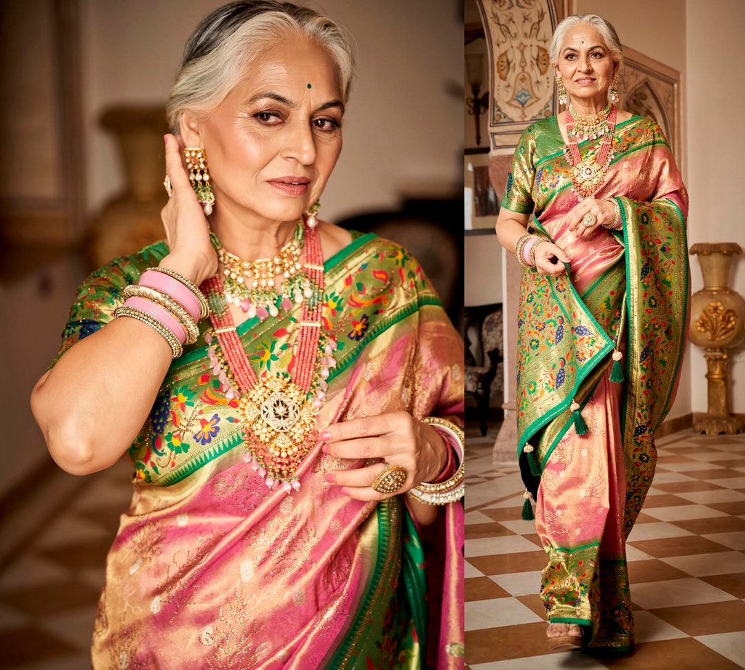 Blush Pink Soft Silk Paithani Saree With Paithani Border Paithani Pallu ...