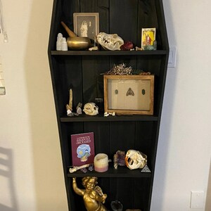 52 Inch Coffin Bookshelf, Goth, Spooky, Home Decor, Bookcase, Mystic ...