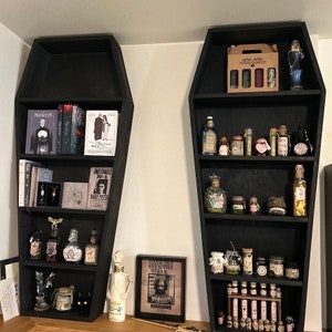 52 Inch Coffin Bookshelf, Goth, Spooky, Home Decor, Bookcase, Mystic ...